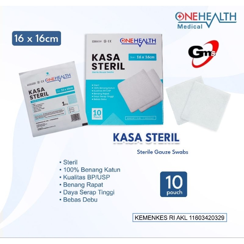 Jual Kasa Steril Onemed / Onehealth 16 x 16 Per box isi 10 / Gauze Swab ...