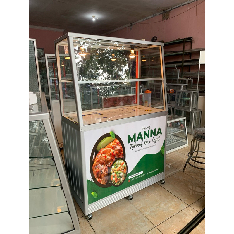 Jual Booth / Etalase / Gerobak alumunium + stiker + 2 lampu berikut ...