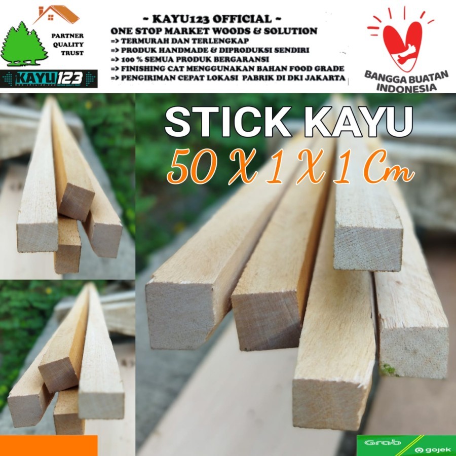 Jual Stick Kayu 50x1-10x1 cm Bahan kerajinan Craft papan - 50x1x1 ...