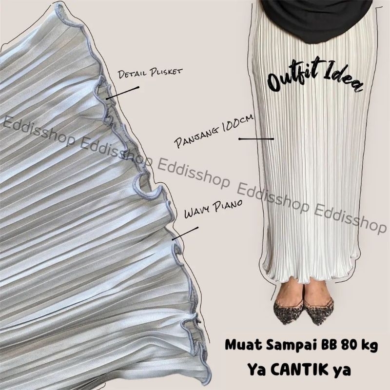 Jual ROK WAVY PIANO /Rok Span Plisket BB Wavy / Rok Plisket BB / Rok ...