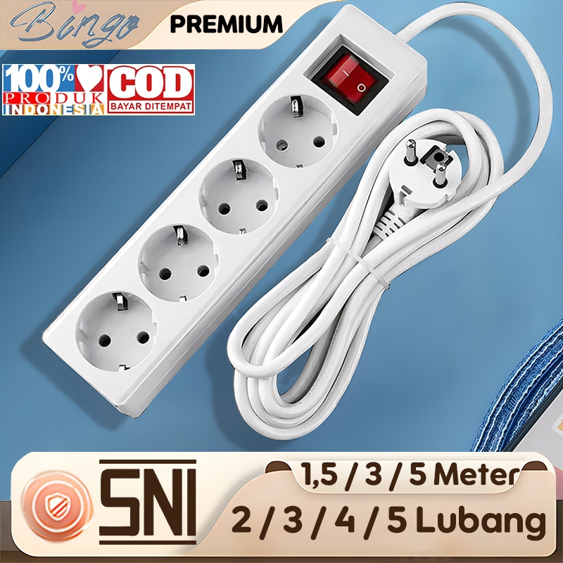 Jual Stop Kontak Kabel Listrik Colokan BER-SNI 1.5/3/5/METER 2/3/4/5 LUBANG | Shopee Indonesia