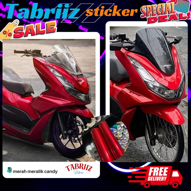 Jual Stiker skotlet merah metalik candy skotlet merah candy untuk body ...