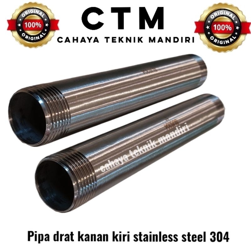 Jual pipa drat kanan kiri stainless steel sus ss 304 anti karat panjang ...