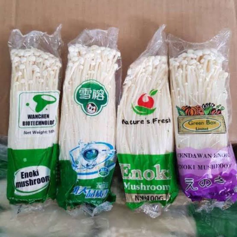 Jual jamur enoki kemasan 100 gram 1 dus isi 50 bh pengiriman instan ...
