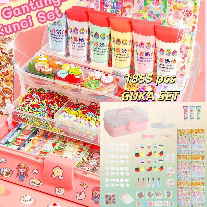 Jual 310/890/1855pcs DIY Guka Set Gantungan Kunci Akrilik DIY Keychain ...