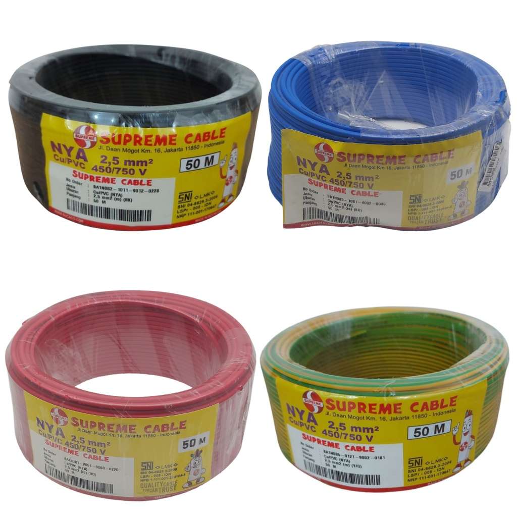 Jual Kabel SUPREME 2.5mm 50 Meter SNI Kabel Listrik Tunggal Tembaga 2.5mm | Shopee Indonesia