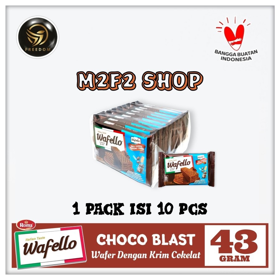 Jual Roma Wafer Wafello Choco Blast | Krim Cokelat Sachet - 43 gr ...