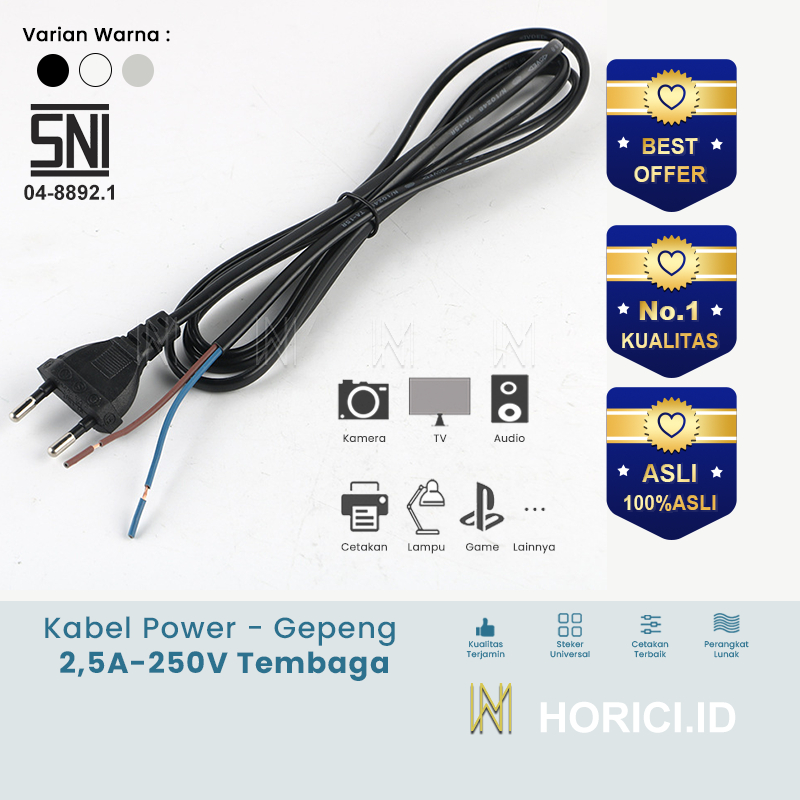 Jual 5M ASLI TEMBAGA KABEL POWER /KABEL AC 220V /KABEL LISTRIK ...