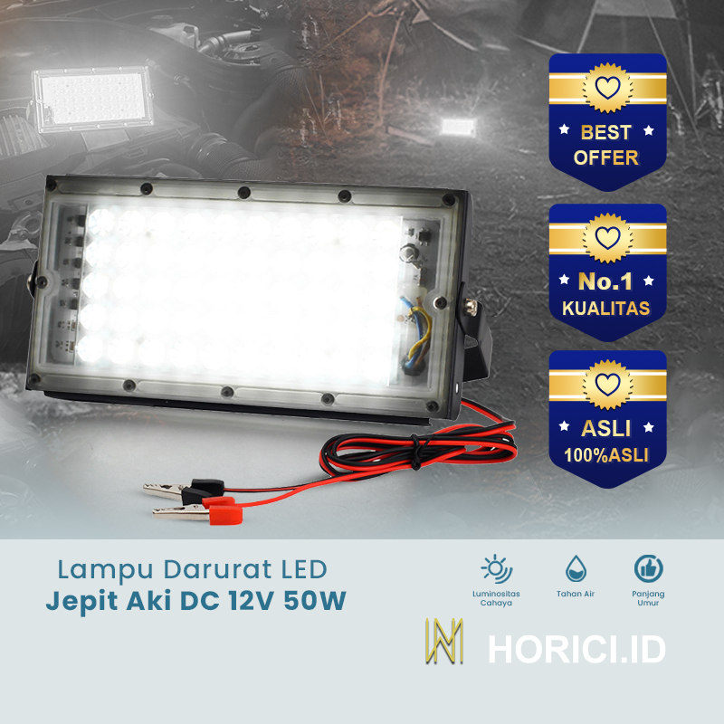 Jual DC 12v 50W Lampu Sorot PANEL LED floodlight Kabel jepit aki 110cm | Shopee Indonesia