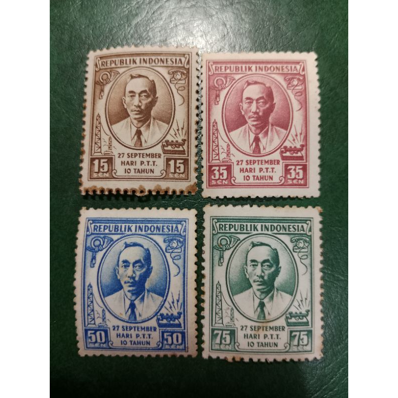 Jual Prangko Indonesia 4 Pcs 10 Tahun P. T. T tahun 1955 UN USED ...