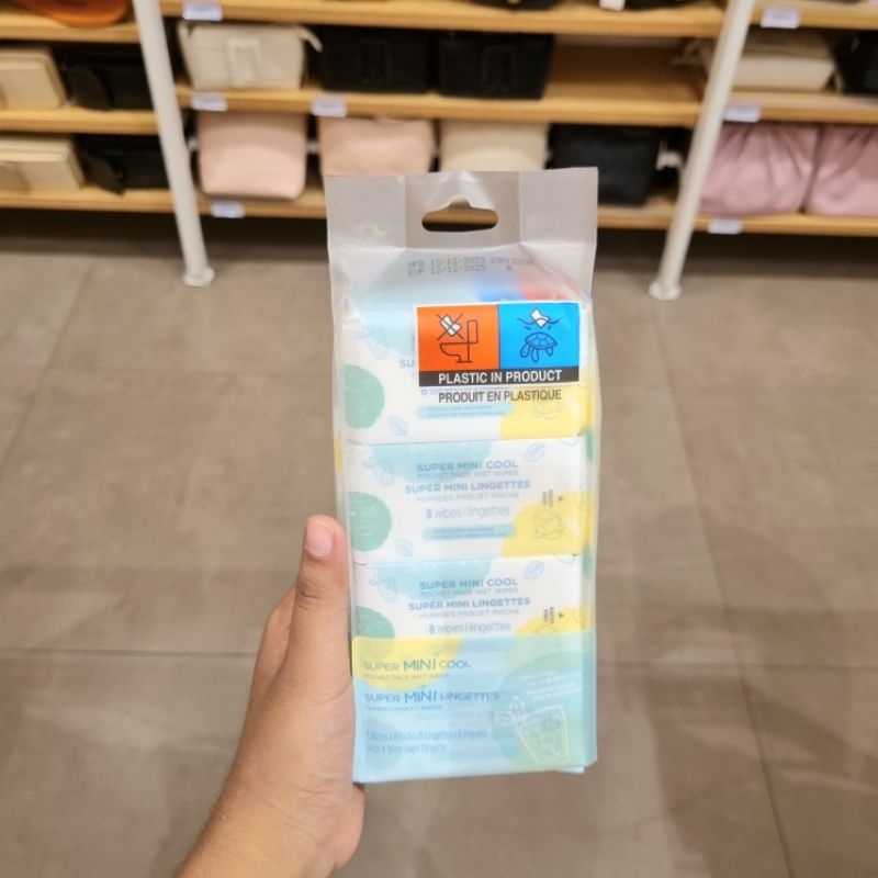 Jual MINISO SUPER MINI COOL POCKET PACK WET WIPES / TISU BASAH ...