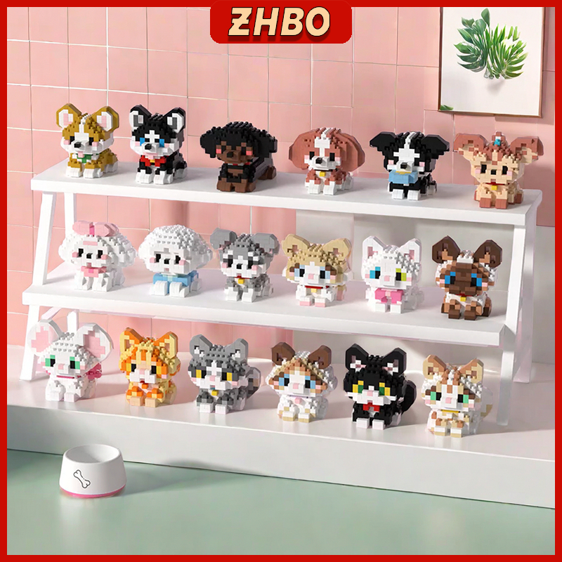 Jual ZHBO Mainan Mini Nano Block Kucing Dog Bricks karakter DIY Blok ...