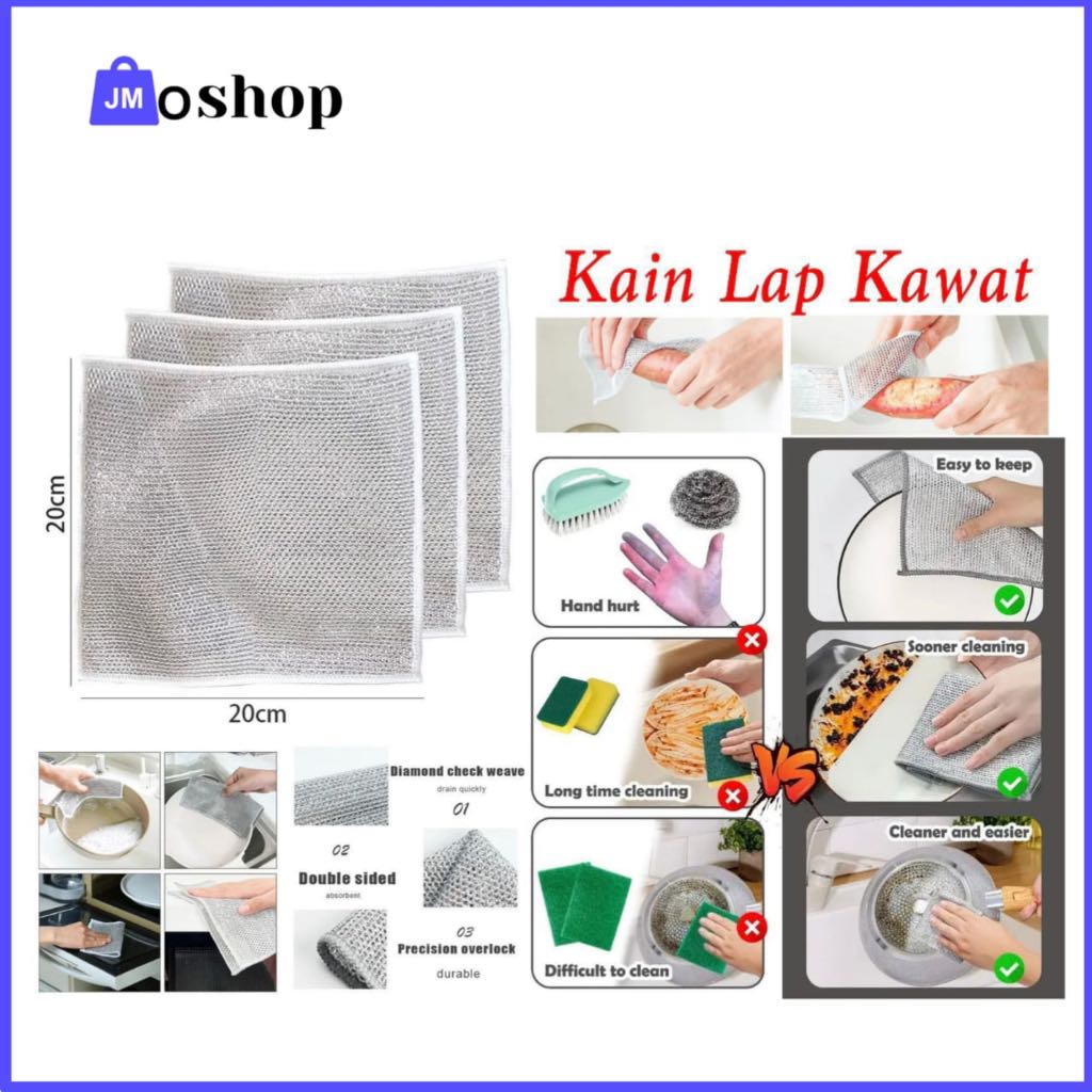 Jual Kain Lap Dapur Kawat Serbaguna Bentuk Petak Halus Cuci Piring ...