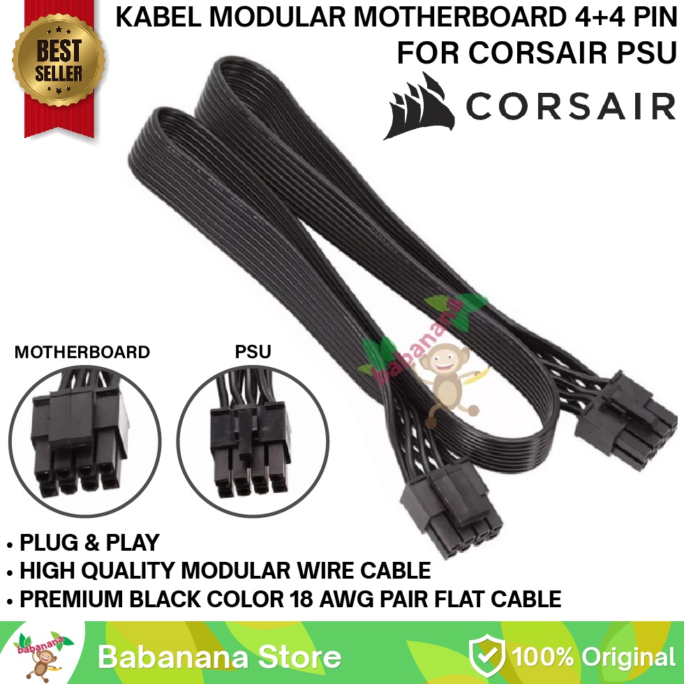 Jual KODE Q2P kabel modular corsair 8 pin atx cpu 8pin power psu mobo ...