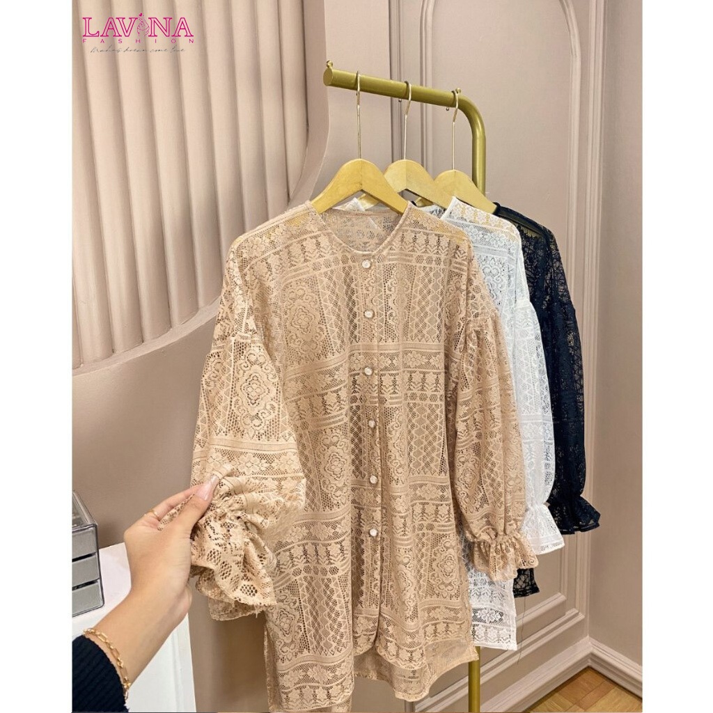 Jual Lavina VOH111 | Renica Outer Brukat Cardigan Putih Kondangan ...
