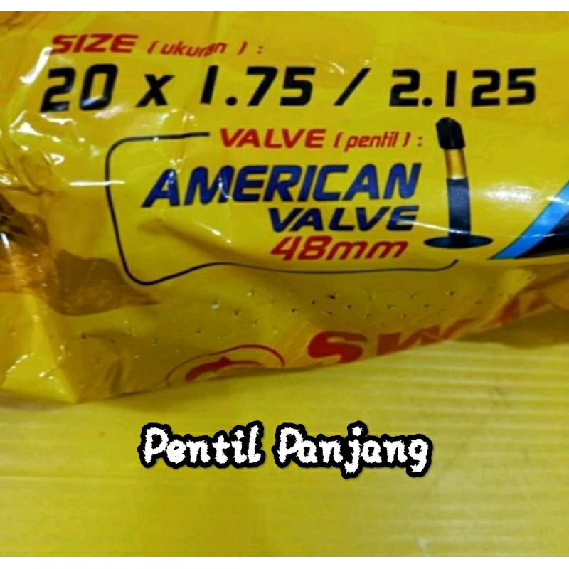 Jual ban dalam sepeda 20 x 175 - 2125 pentil panjang 48mm Swallow | Shopee Indonesia
