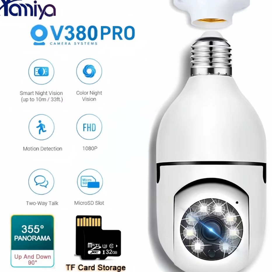 Jual YAMIYA CCTV Lampu V3 HD MP Kamera CCTV Wifi Bohlam 36 Derajat PTZ ...