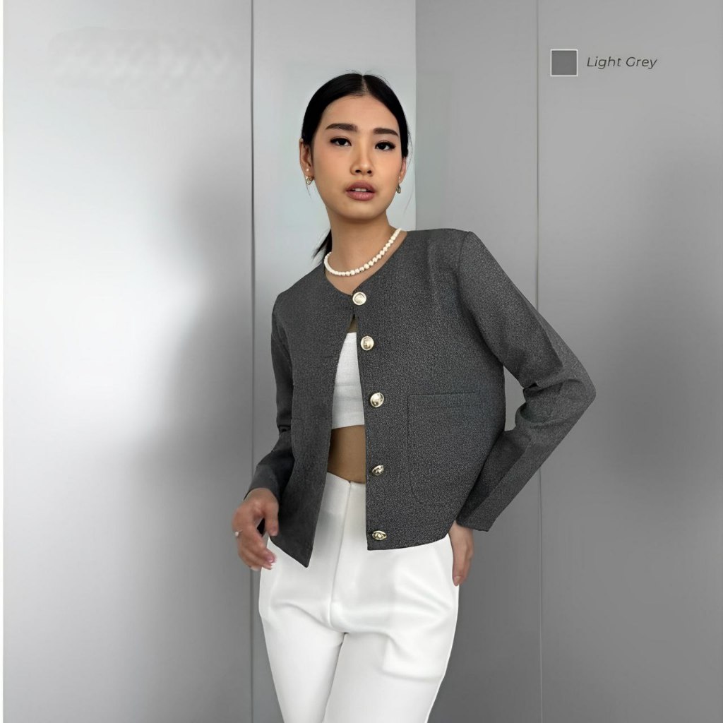 Jual TWINGKLE EIKO outer crop blazer lengan panjang wanita | Shopee ...