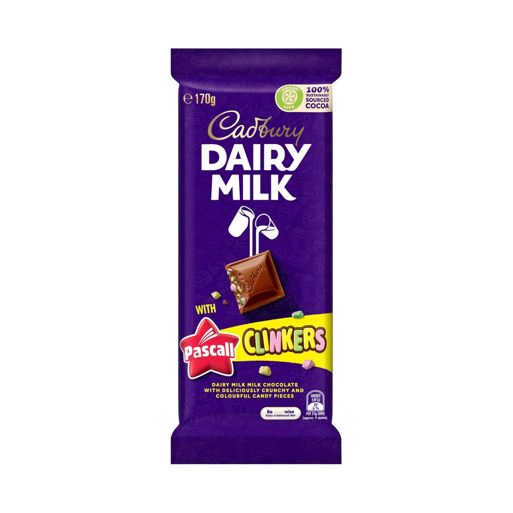 Jual Cadbury Dairy Milk Pascall Clinkers Chocolate Block | 180g ...