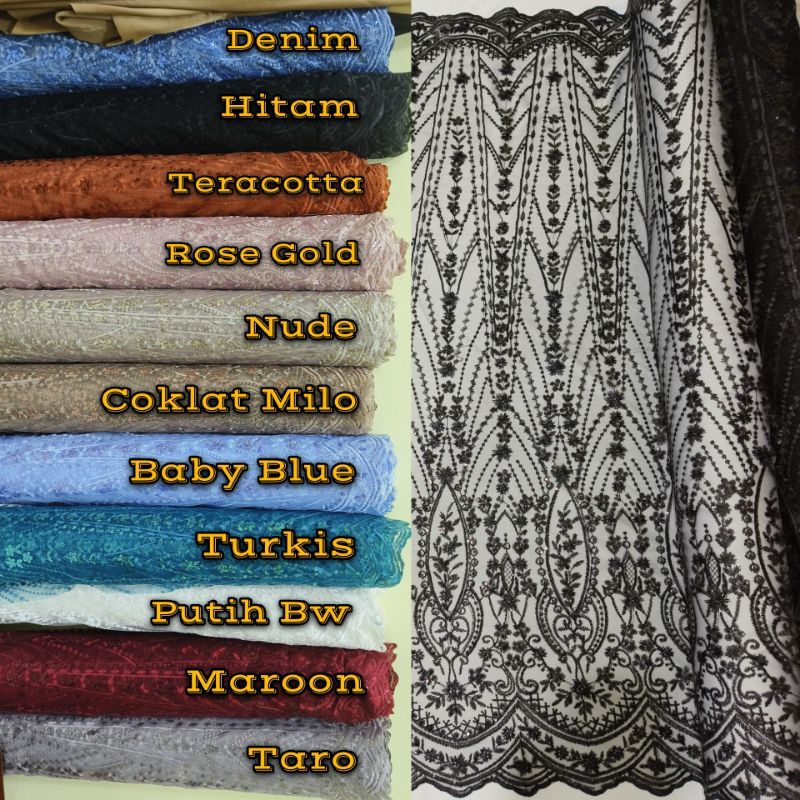 Jual Kain Tile Payet Bordir Motif Terbaru dan Kualitas terbaik Harga ...