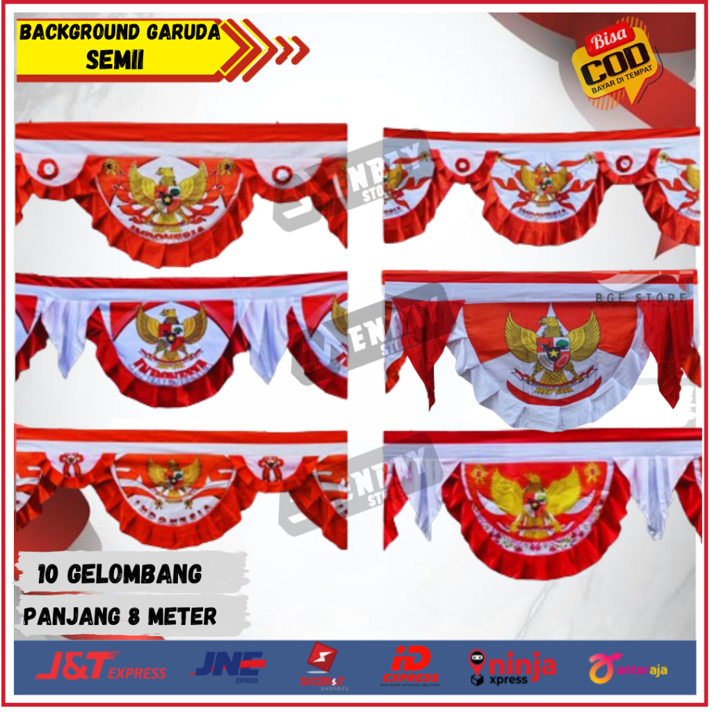 Jual BACKGROUND BENDERA GARUDA BESAR 10 Gelombang Panjang : ± 8 meter ...