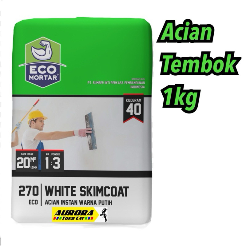 Jual Acian Putih kemasan ecer 1kg | eco mortar 270 white skimcoat aci ...