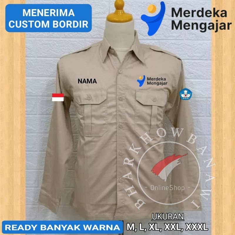 Jual KEMEJA MERDEKA MENGAJAR MERDEKA BELAJAR FULL BORDIR kemeja kerja ...
