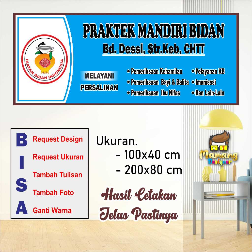 Jual Design Warna Biru Spanduk Banner MMT Praktek Mandiri Bidan bb ...