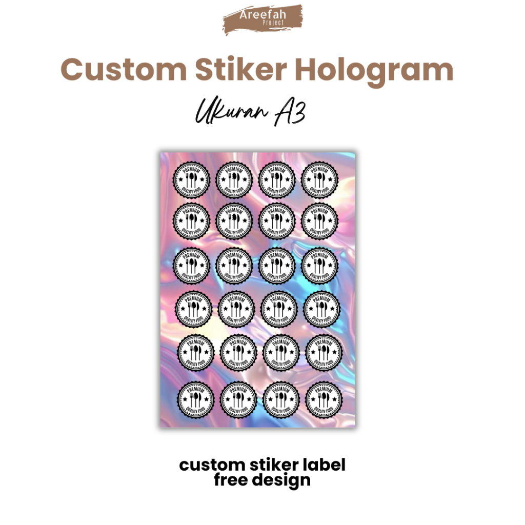 Jual AREEFAH Custom Stiker Hologram A3 Pelangi | Sticker Label Bulat ...