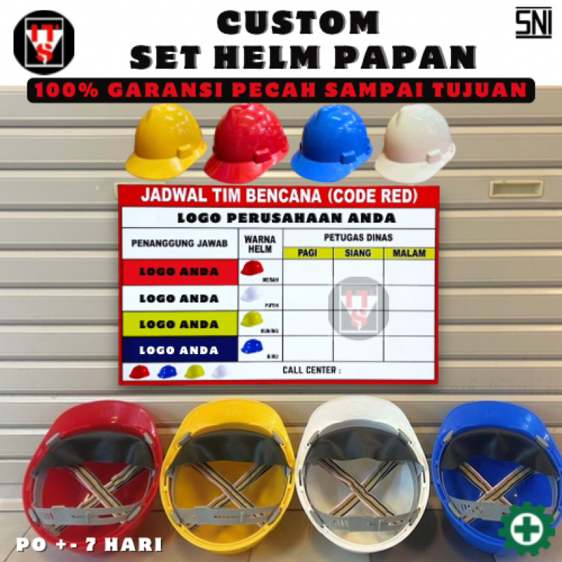 Jual CUSTOM PERUSAHAAN PAPAN RED CODE BESERTA HELM PROYEK MERAH BIRU ...