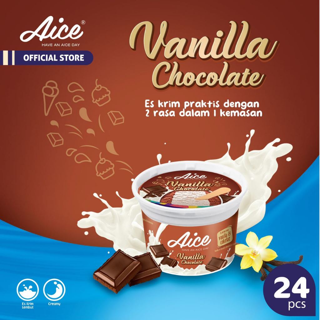 Jual AICE Ice Cream Vanilla Cup es krim 1 Karton (isi 24cup) eskrim | Shopee Indonesia