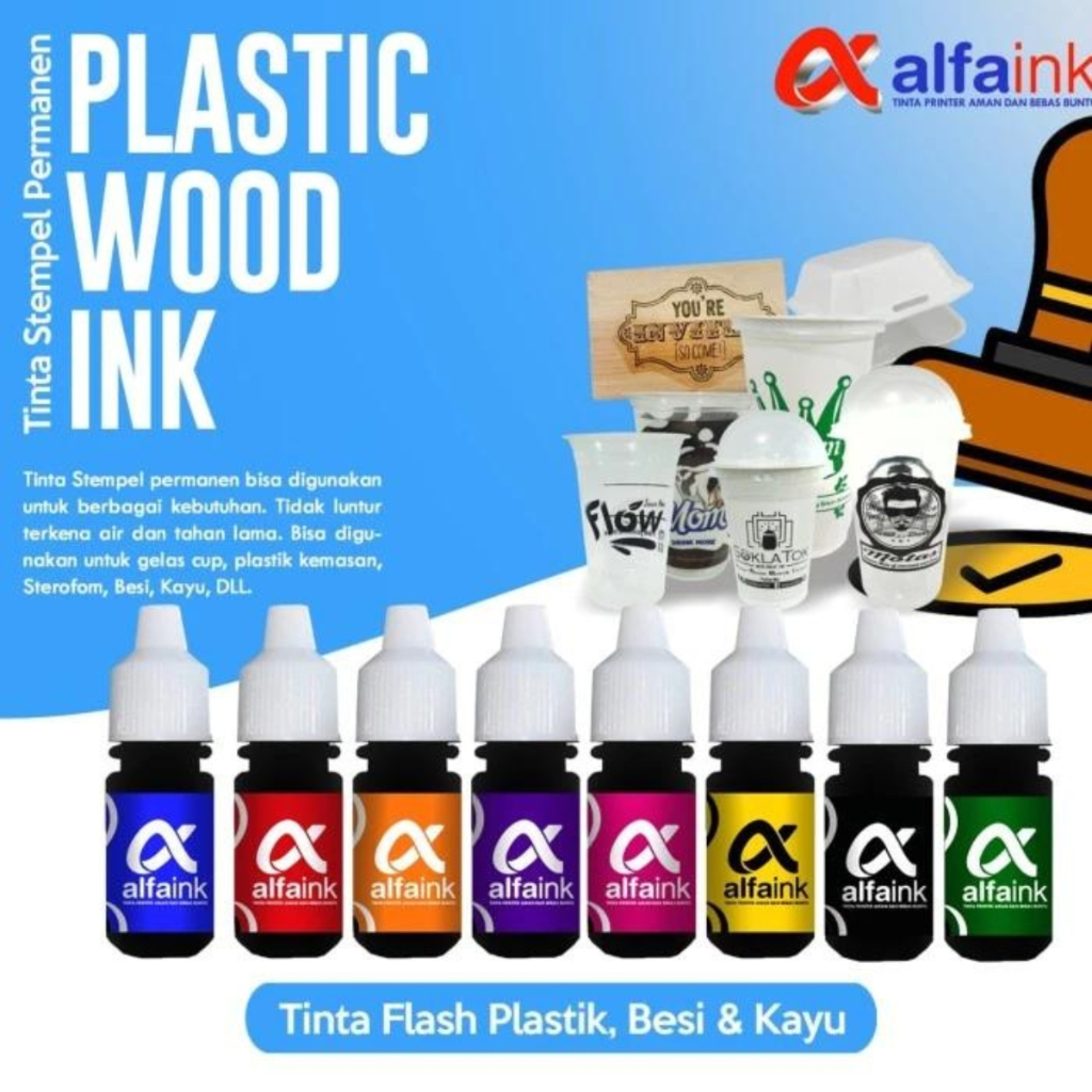 Jual Tinta Stempel Flash Permanent ALFAINK Plastic Wood Ink Flash Media ...