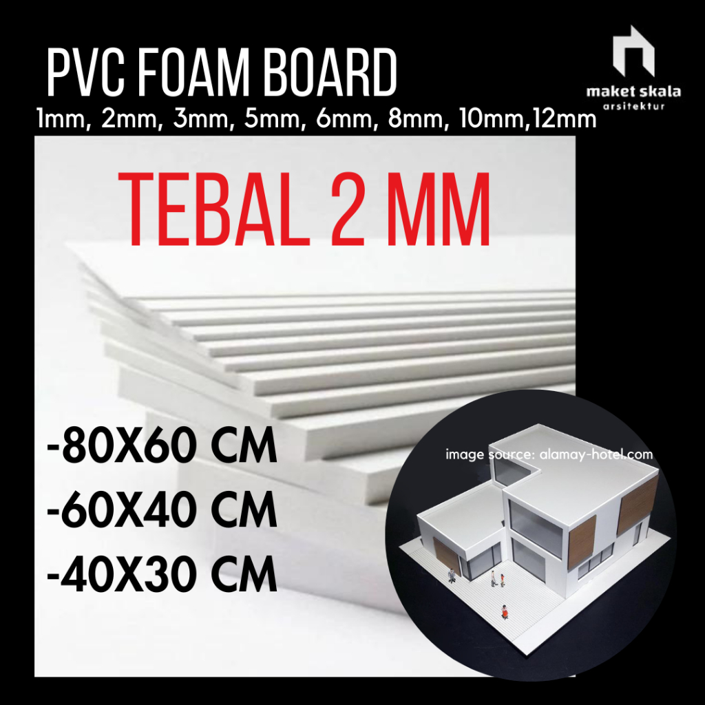Jual PVC Foam Board 2 mm 80x60, 60x40 , 40x 30 cm PVC Board Dinding ...