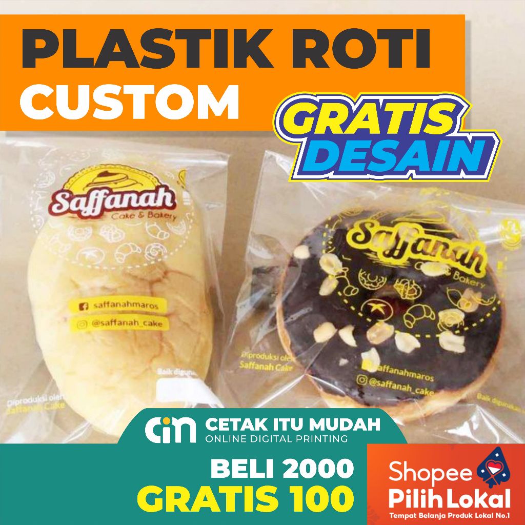 Jual Plastik Roti Jajan Custom Plastik OPP Custom GRATIS DESAIN Plastik ...