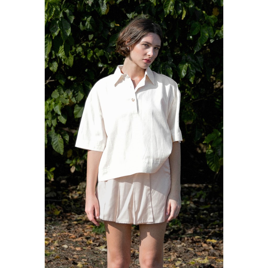 Jual Kivee - Lenka Shirt Ivory | Shopee Indonesia