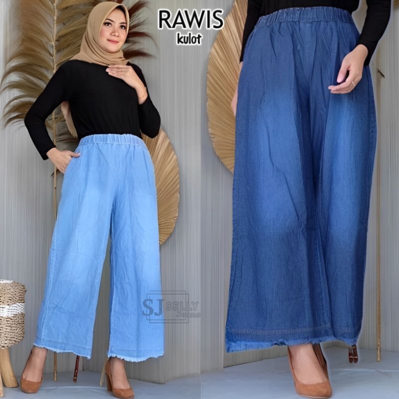 Jual Celana Kulot Jeans Wanita Jumbo Rawis | Kulot Panjang Wanita Rawis ...