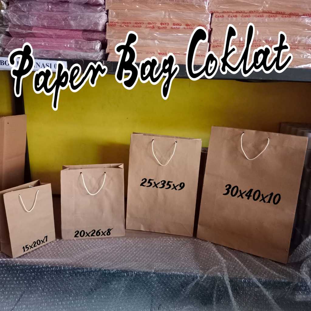 Jual ( 12 Pcs ) TAS KERTAS PAPER BAG COKLAT POLOS | Shopee Indonesia