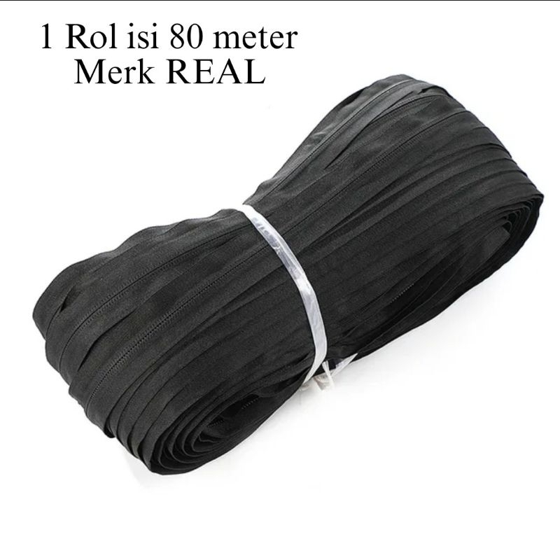 Jual Resleting No 5 Gigi Plastik Hitam 1 Rol isi 80 meter Resleting ...