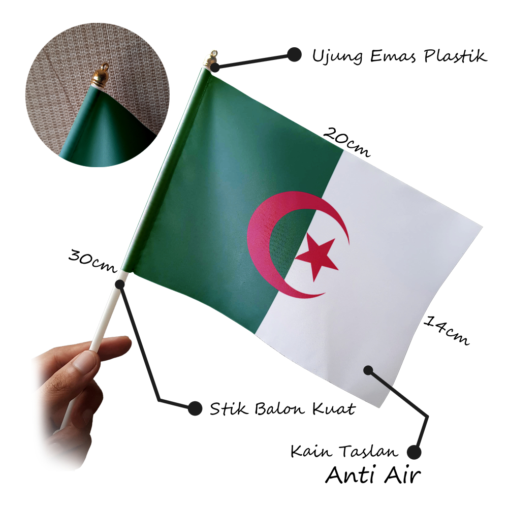 Jual Nazhifa Printing - Bendera Algeria / Aljazair Kecil, Bendera ...