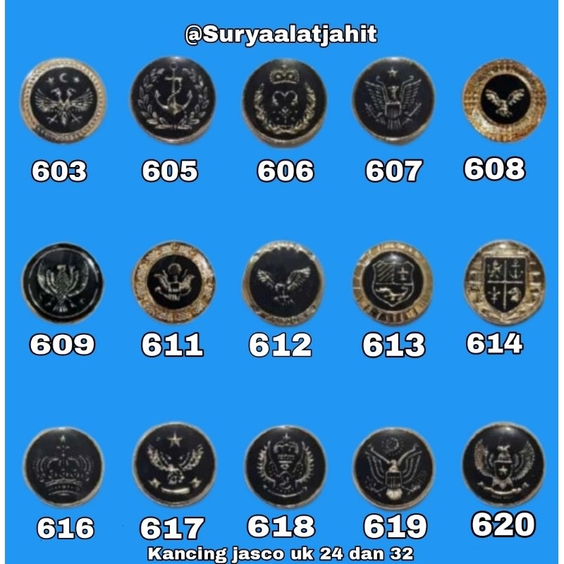 Jual kancing jasco UV 32L Kuning Mas Silver,Rose Gold =rp.43.600/1gros ...