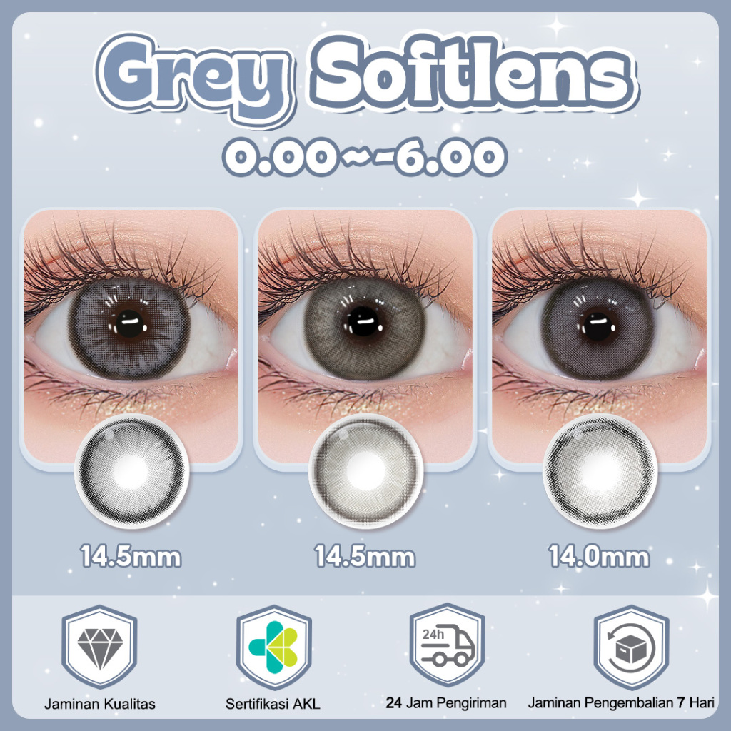 Jual [0.00~-6.00] Magister Softlens Grey Diameter 14mm-14.5mm Softlens ...