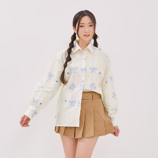 Jual Blue Ribbon Printed Blouse | Wilexa Official | Kemeja Wanita ...