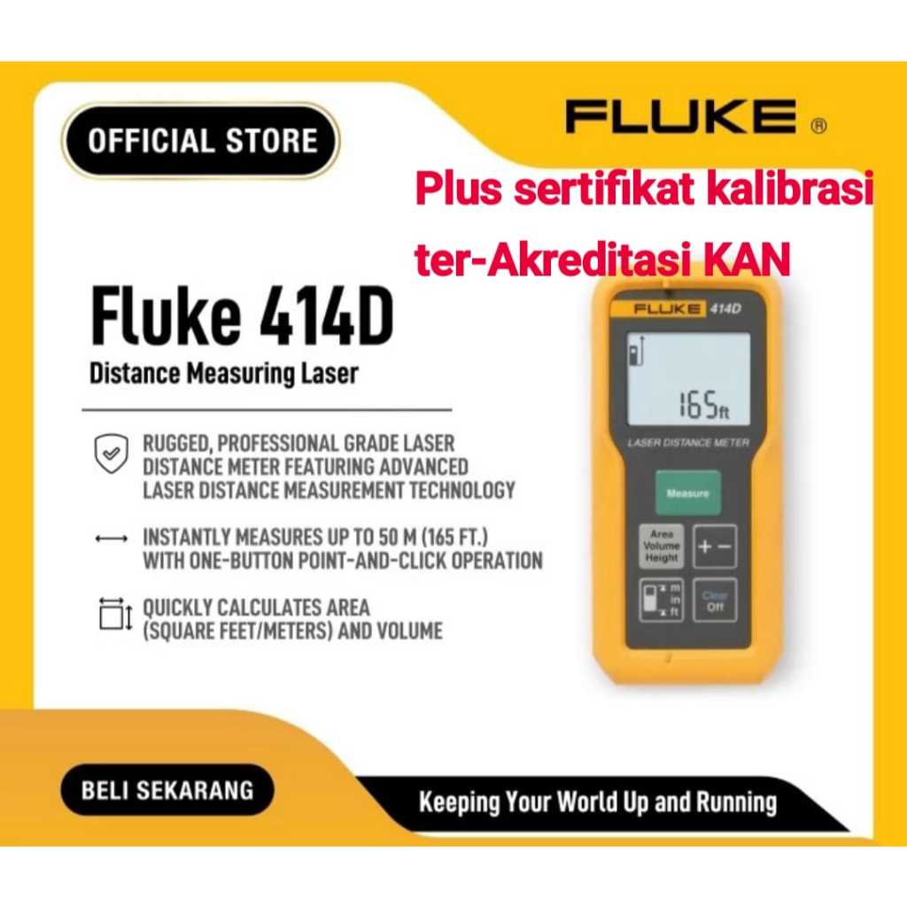 Jual FLUKE 414D Distance Measuring Laser - 50 Meter Plus Sertifikat ...