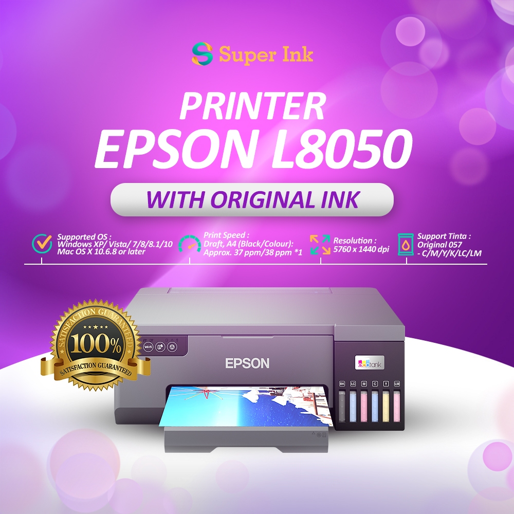 Jual PRINTER EPSON L8050 ECOTANK Print + Wifi Original Garansi Resmi Tinta 057 Pengganti L805 ...