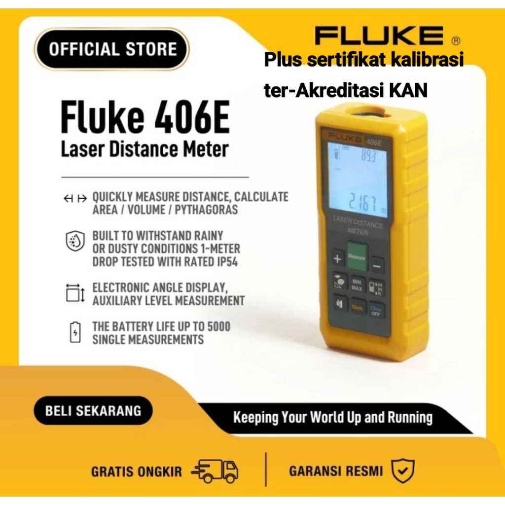 Jual FLUKE 406E Laser Distance Meter - 60 Meter Plus Sertifikat ...