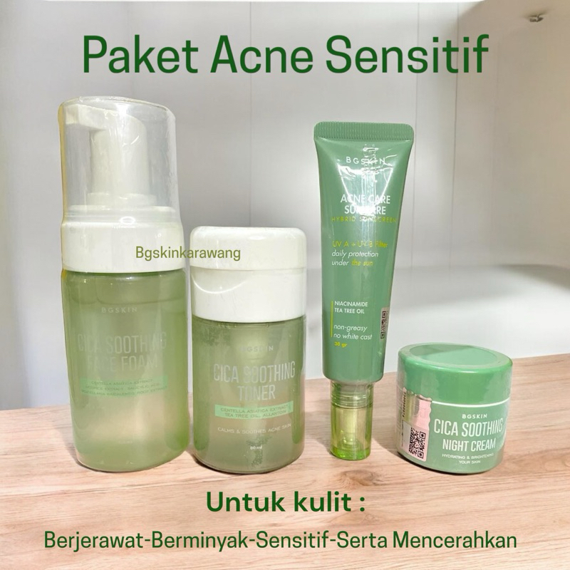 Jual PAKET ACNE SENSITIVE BG SKIN | Shopee Indonesia