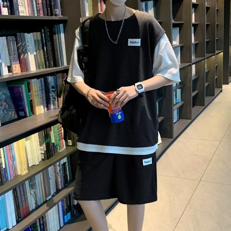 Jual one set baju setelan pria kaos oversize outfit cowok keren setelan ...