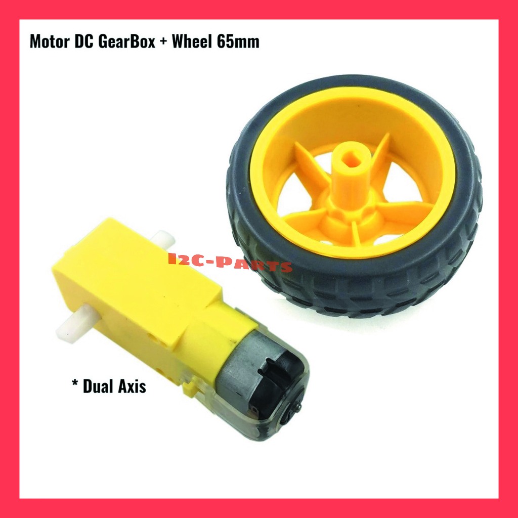 Jual Motor DC Gearbox and Wheel 65mm Motor DC Gearbox dan Roda 65 mm ...