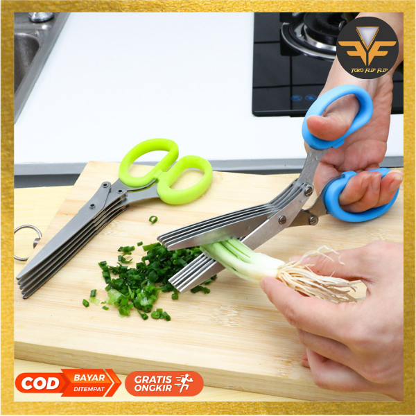 Jual Gunting 5 Layers Potong Sayur & Daun Bawang Stainless / Scissors ...