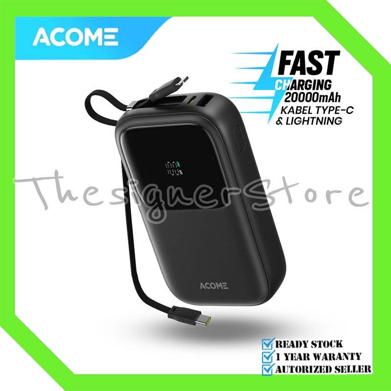 Jual ACOME AP203 Powerbank 20000mAh Original Fast Charging 22.5W LED Display Dual Input & 3 ...